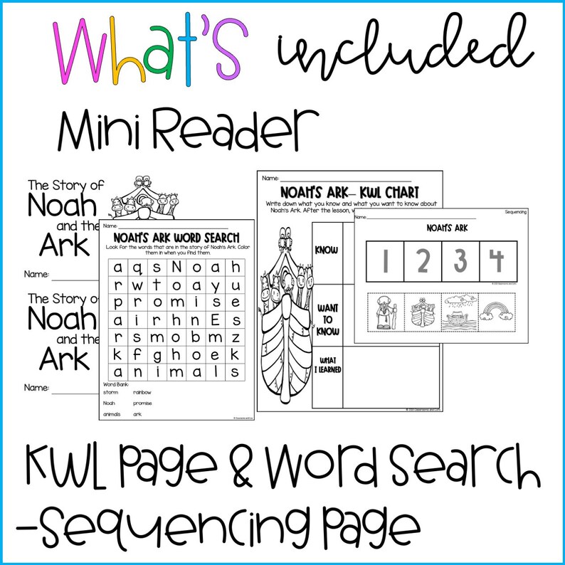 Noah's Ark Bible Lesson Activities Catholic Christian Sunday School ...