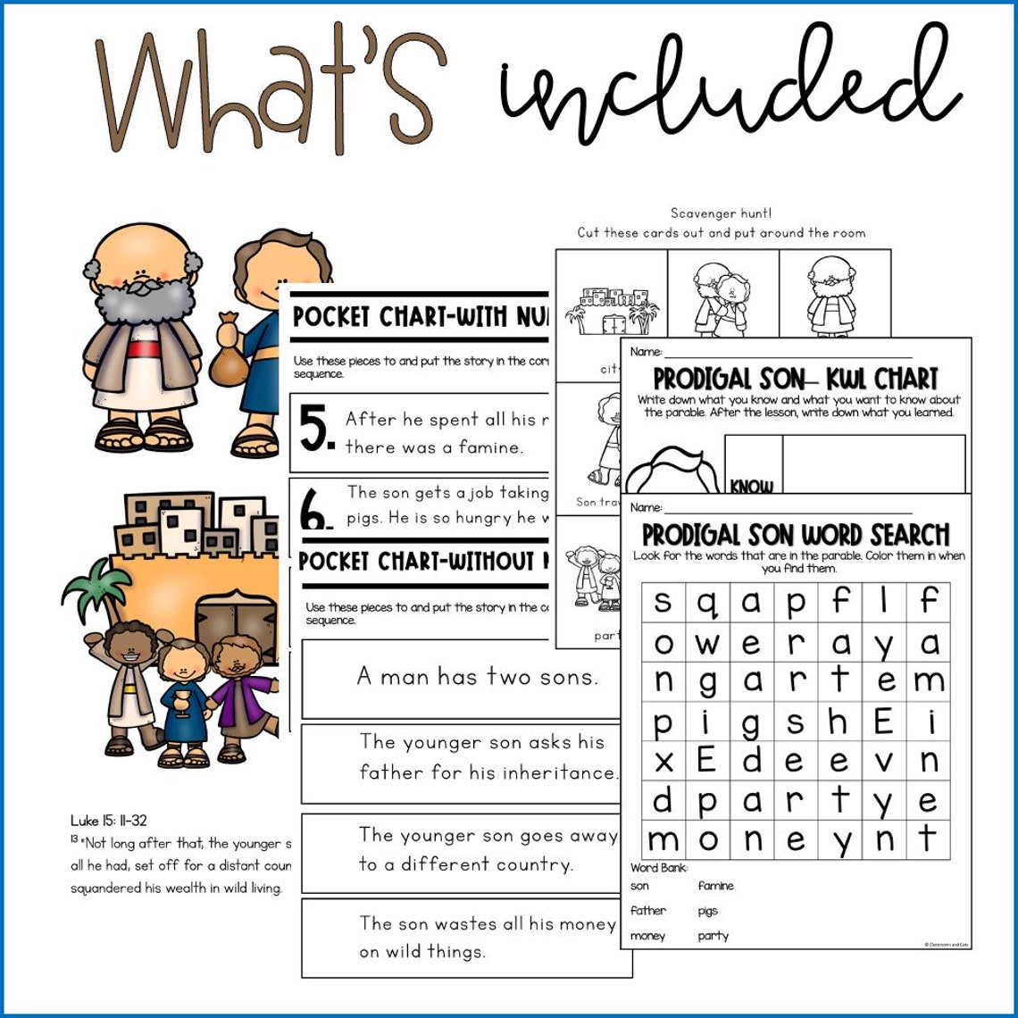 Prodigal Son Bible Lesson, Homeschool Printable, Sunday School Lesson ...