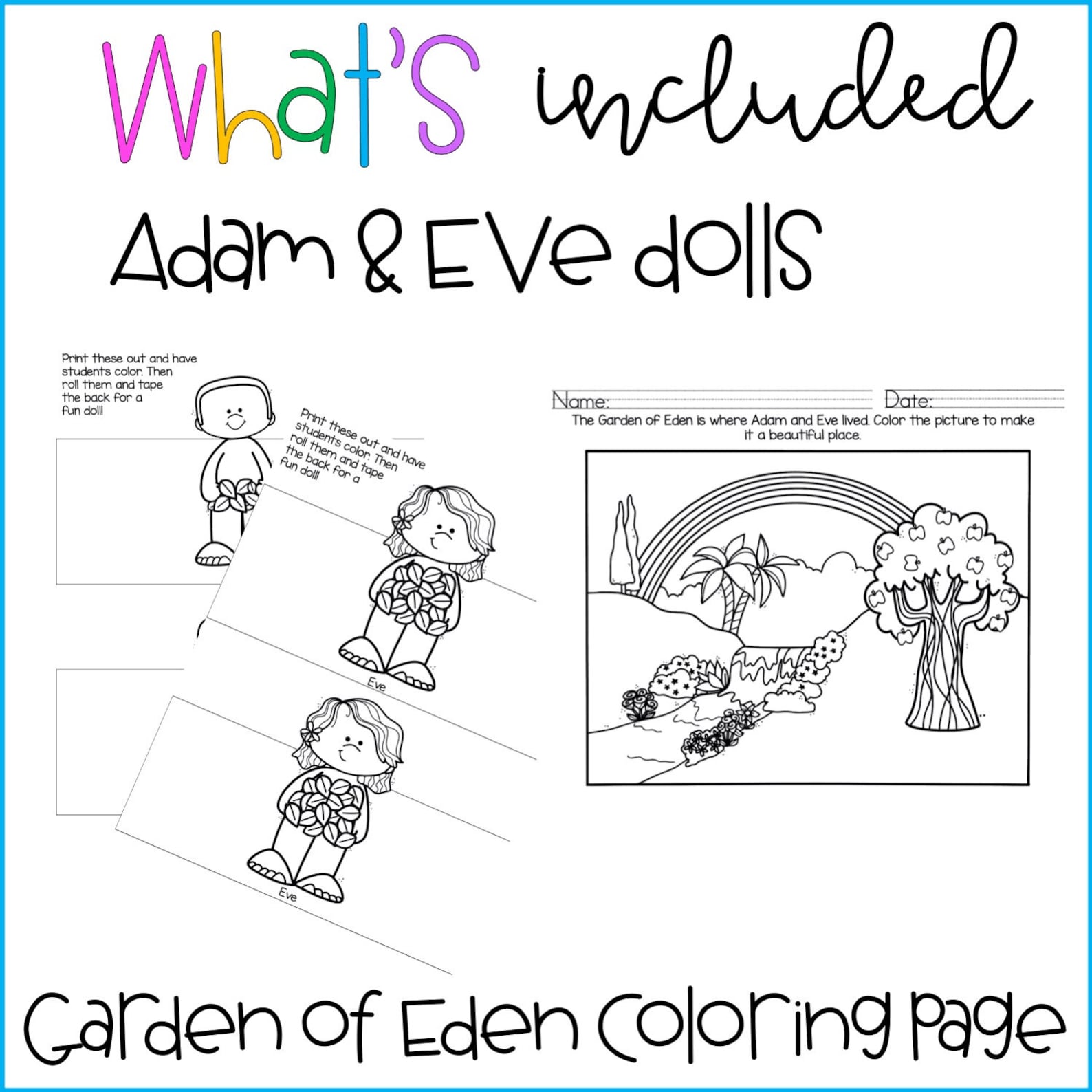 Adam and Eve Bible Lesson Activities | Catholic Lesson Plan - Etsy