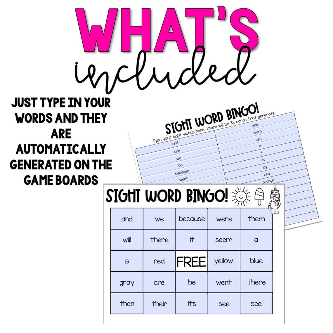 Editable End of Year Sight Word Bingo - Etsy