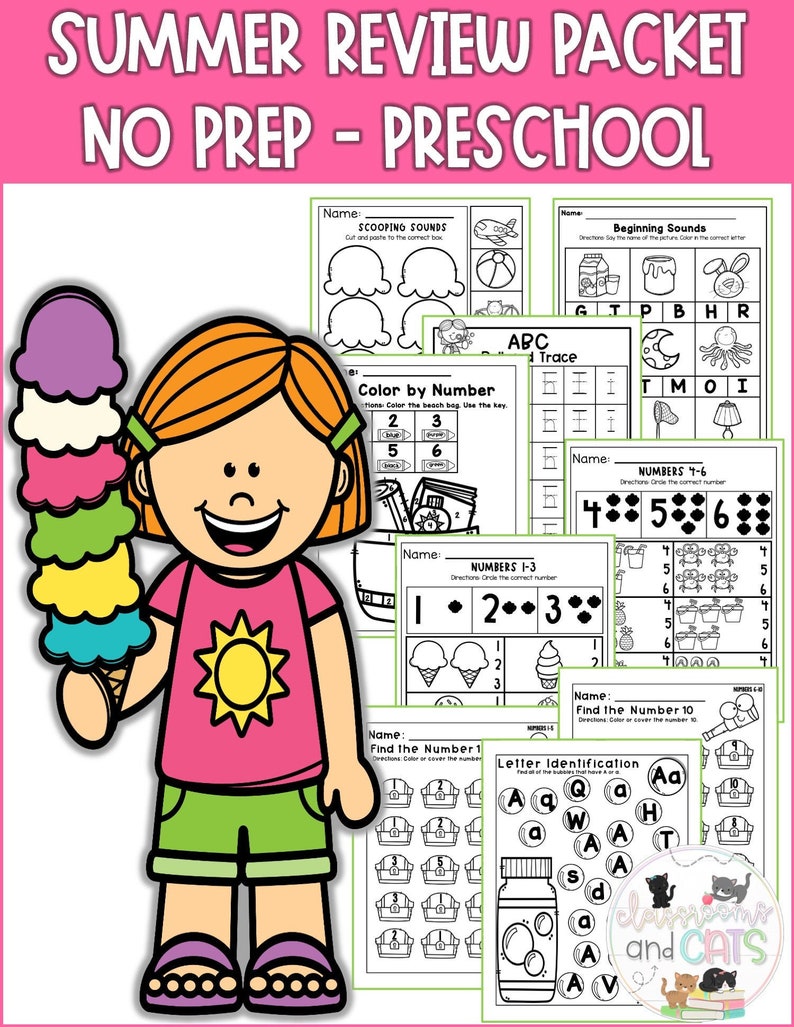 Preschool NO PREP Summer Review Packet - Etsy