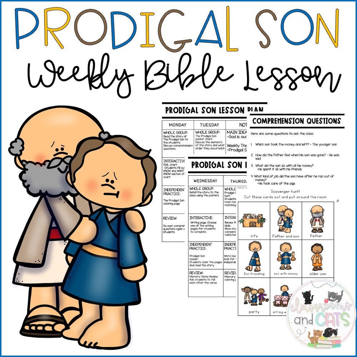 Prodigal Son Bible Lesson, Homeschool Printable, Sunday School Lesson ...