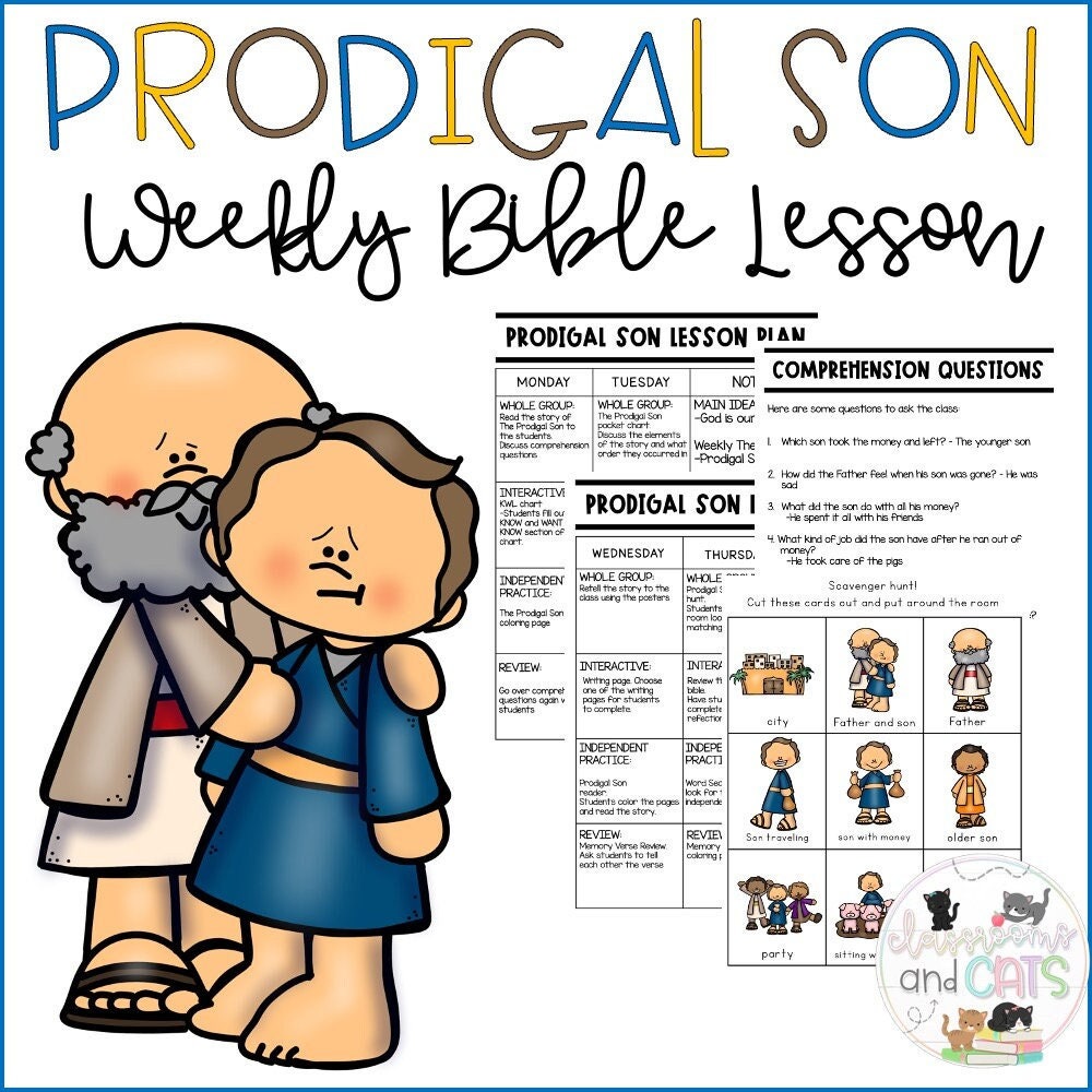 Prodigal Son Bible Lesson, Homeschool Printable, Sunday School Lesson ...