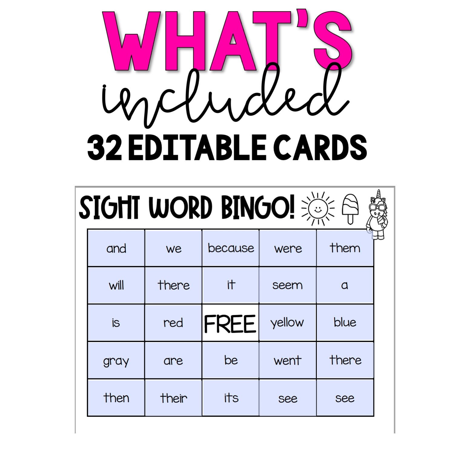 Editable End of Year Sight Word Bingo - Etsy