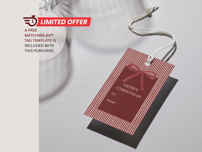 Editable Christmas Menu Template, Red Holiday Dinner Menu With Bow ...