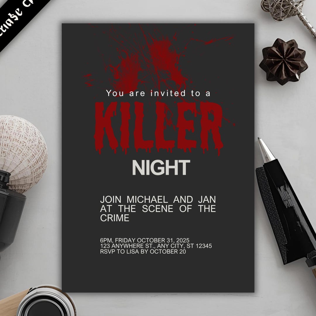 Killer Night Halloween Party Invitation (canva Template) - Etsy Canada