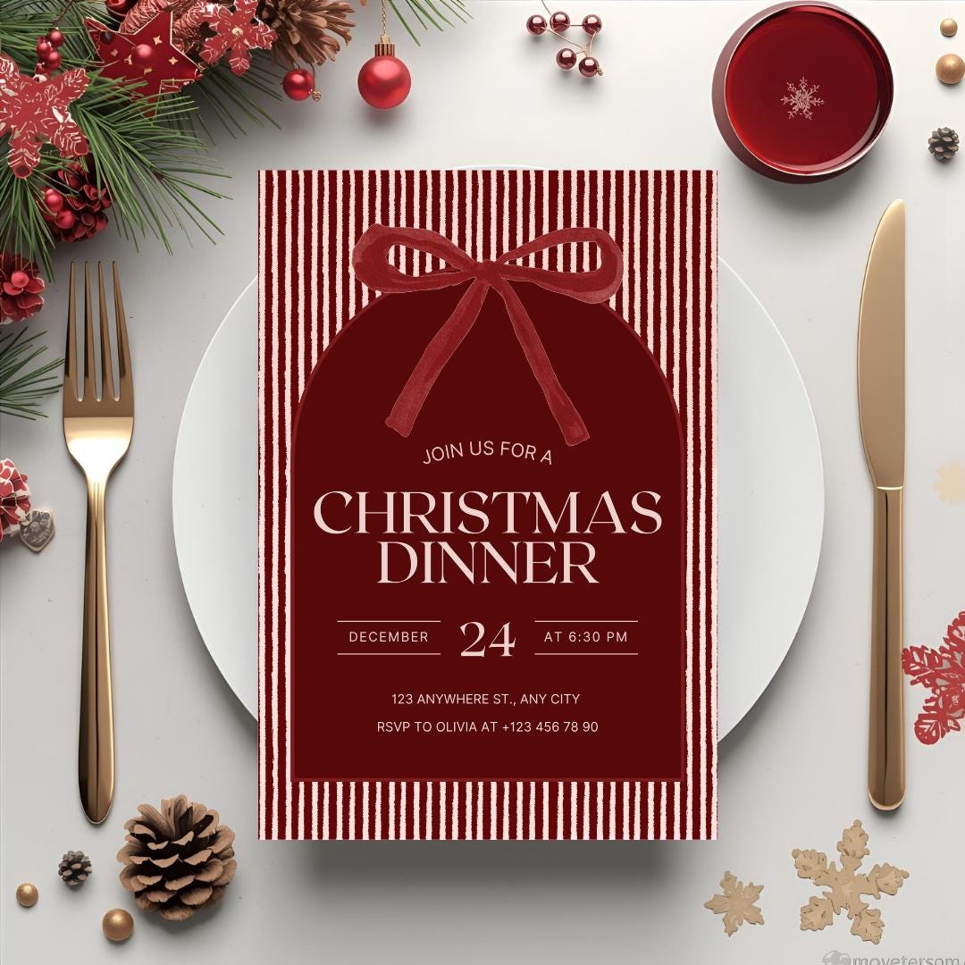 Christmas Party Invitation, Editable Dinner Party Invite, Printable ...