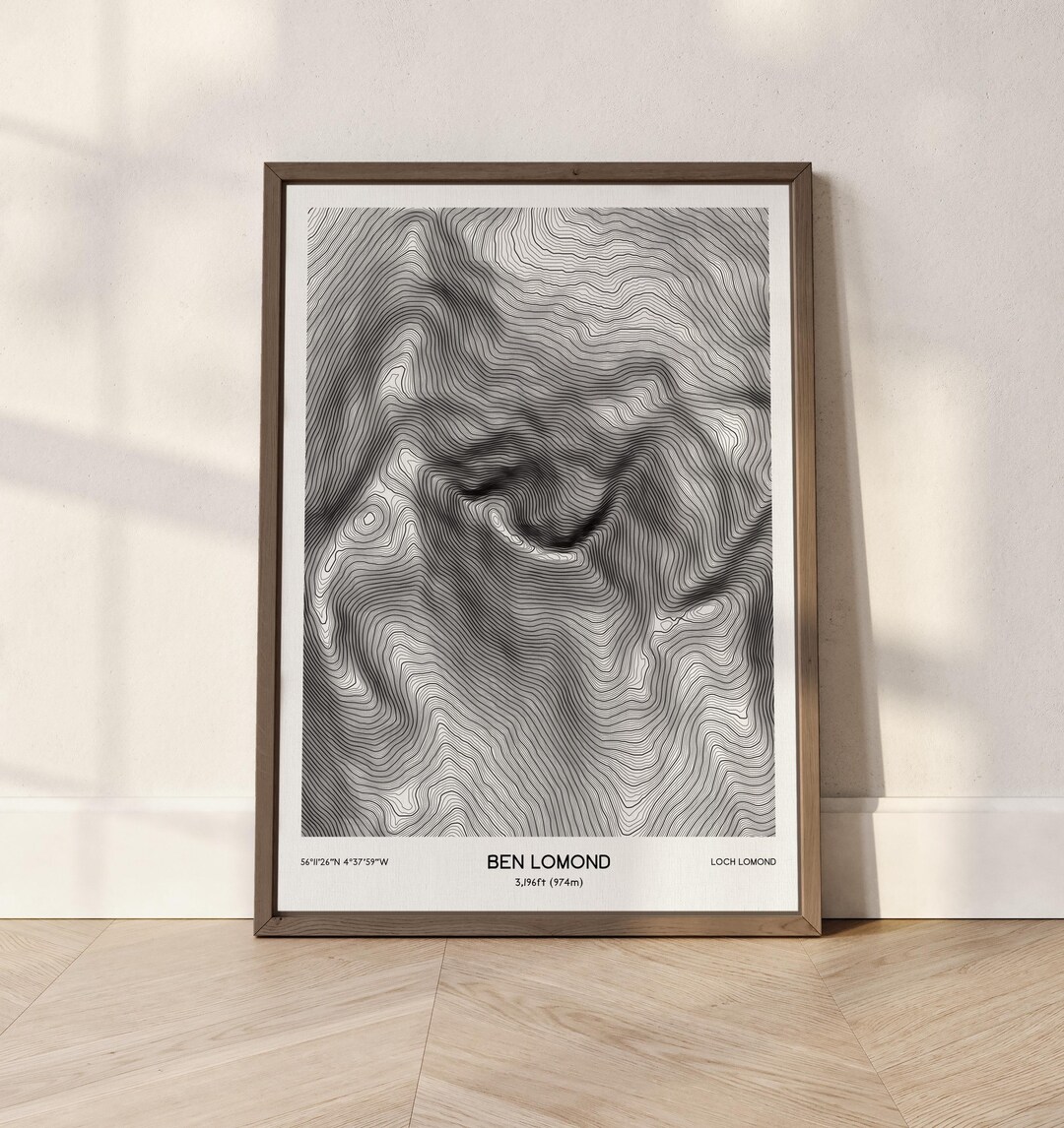 Ben Lomond | Scotland Contour Map: Detailed Topographic Art Print - Etsy