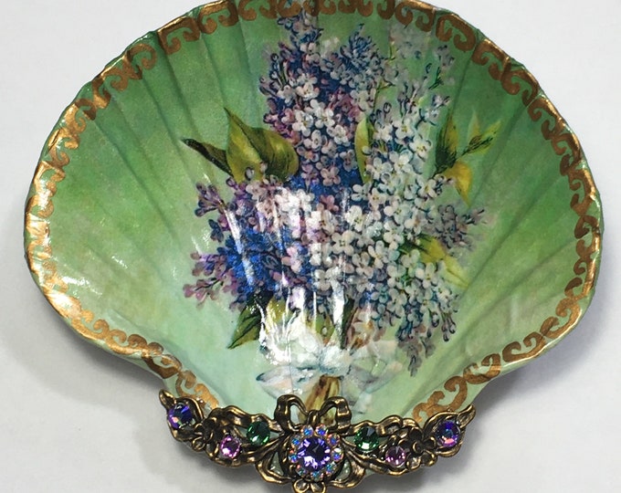 Decoupage Clam Shell Decor Victorian Mermaid Pearl Lover - Etsy