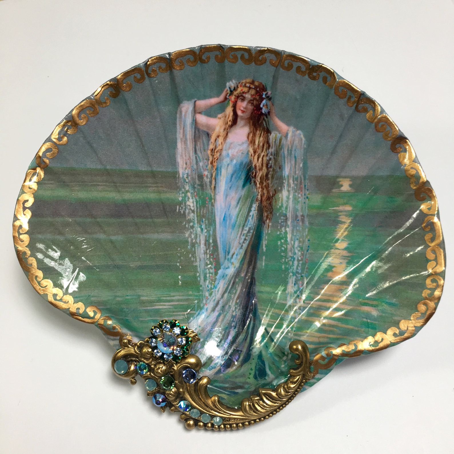 Decoupaged Shell Jewelry Dishjewelry Dish Shell Dish Goddess - Etsy