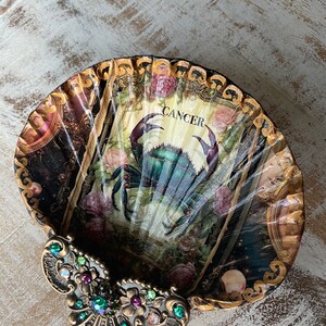 Scorpio Zodiac Decoupaged Shell Ring, Jewelry, Trinket Dish - Etsy