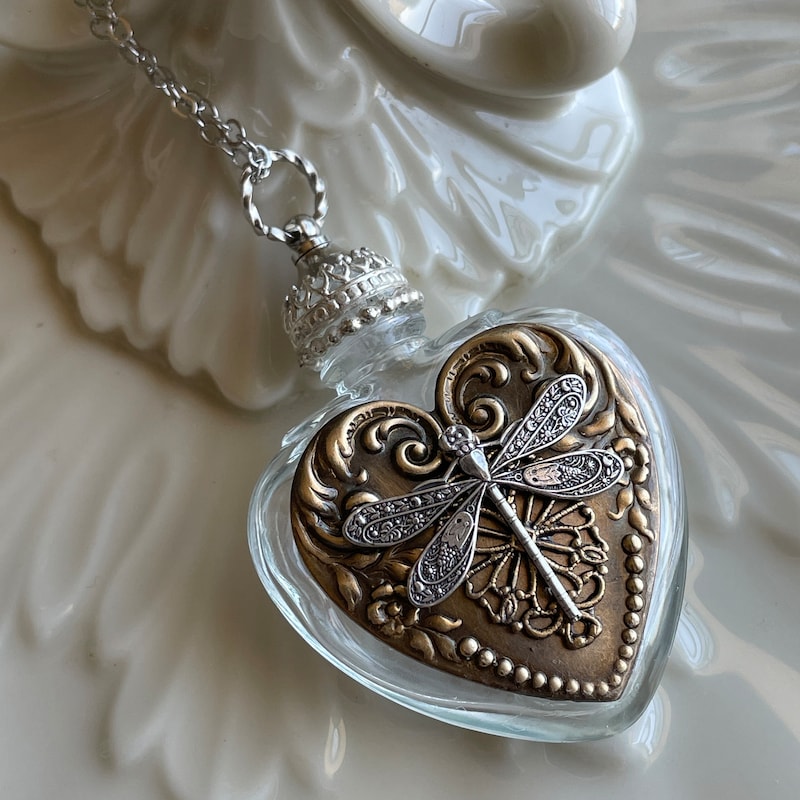Glass Heart Perfume Pendant - Etsy