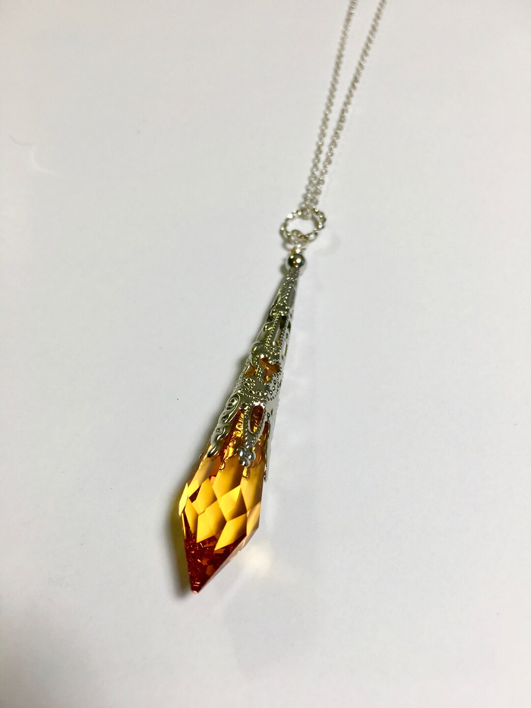 Topaz Gold Citrine Swarovski Pendulum Necklace - Etsy