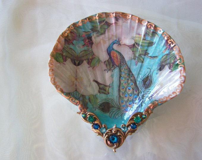 Peacock Medium Shell Jewelry Dish - Etsy