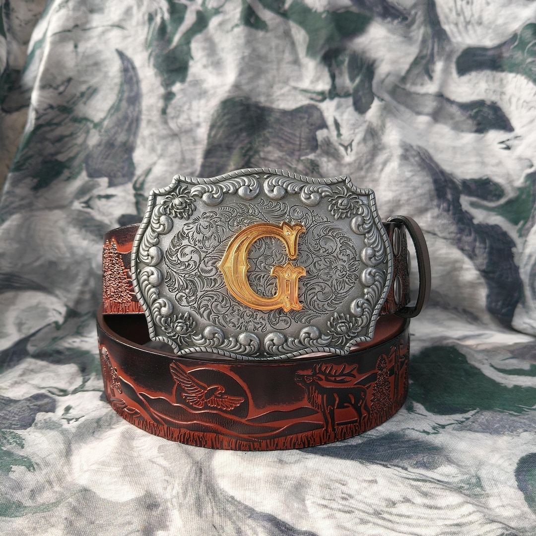 Embossed Letter G Belt Buckle | Western Cowboy Style Belt Buckle ...