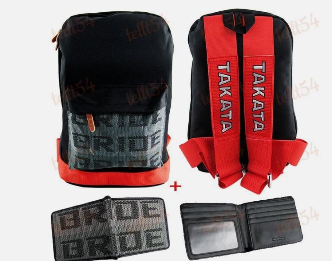 JDM BRIDE Racing Backpack With Red Harness Straps + BRIDE Wallet ...