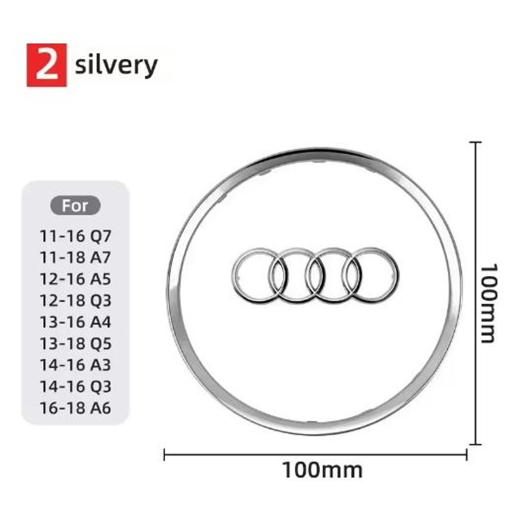 Car Steering Wheel Center Emblem Logo Sticker for AUDI Trim Frame Badge ...