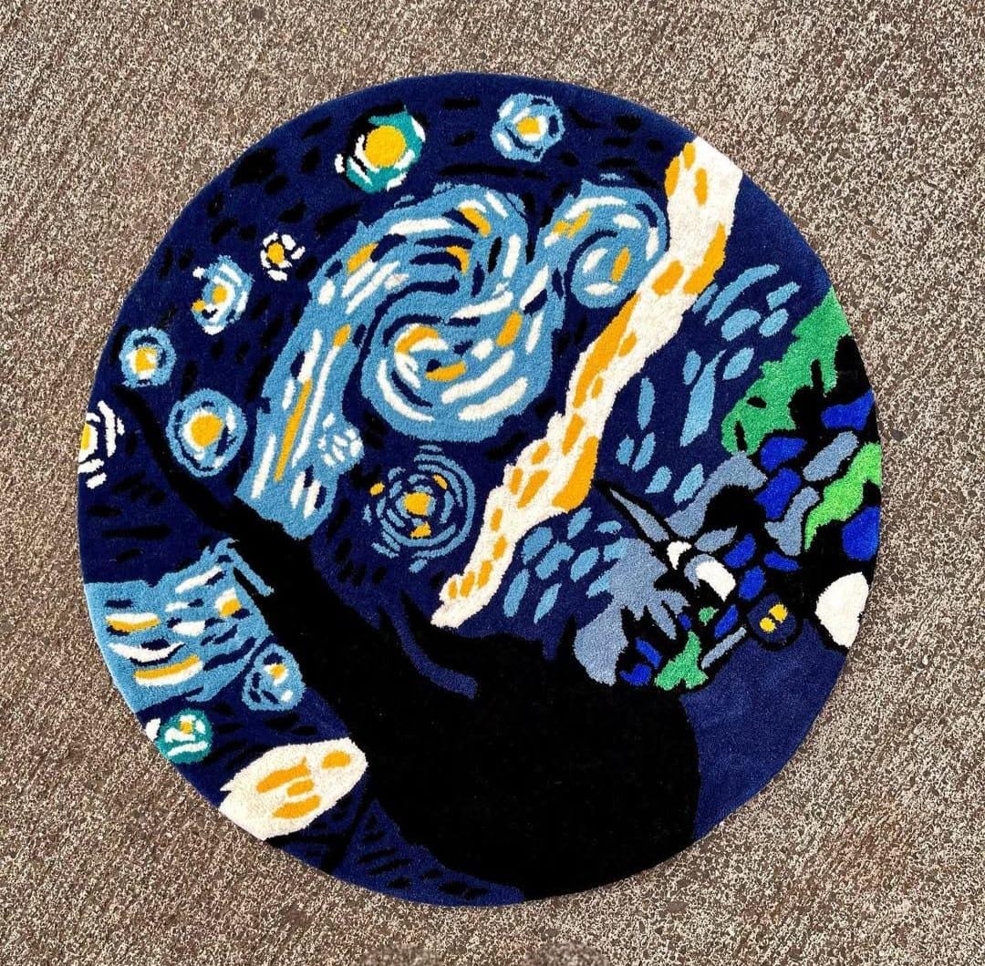 Van Gogh Starry Night Round Rug | Artistic Home Decor - Etsy