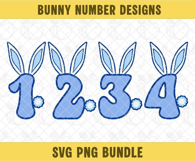 Birthday Bunny Numbers SVG PNG Bundle: Rabbit Numbers Clipart, Numbers ...