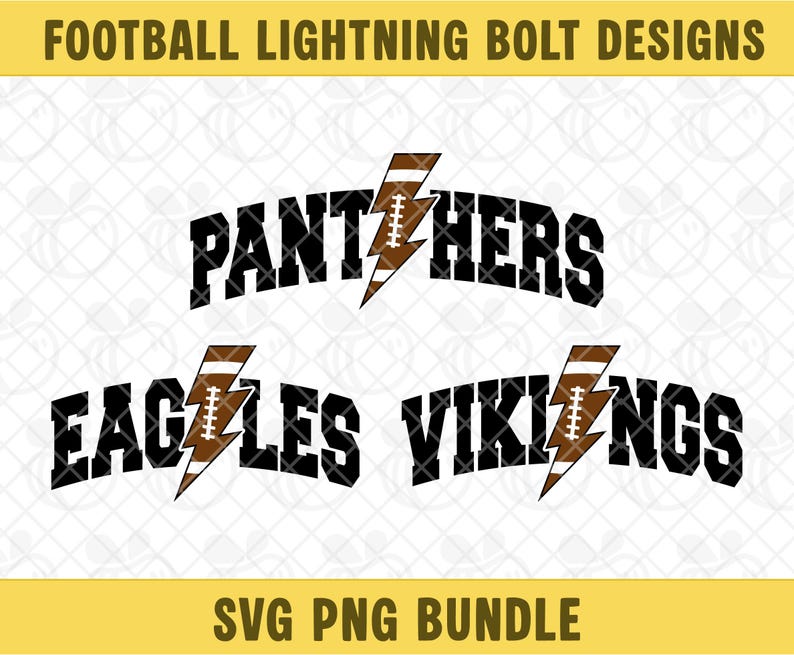 Football Team Lightning Bolt SVG PNG Bundle, Football Team Clipart ...