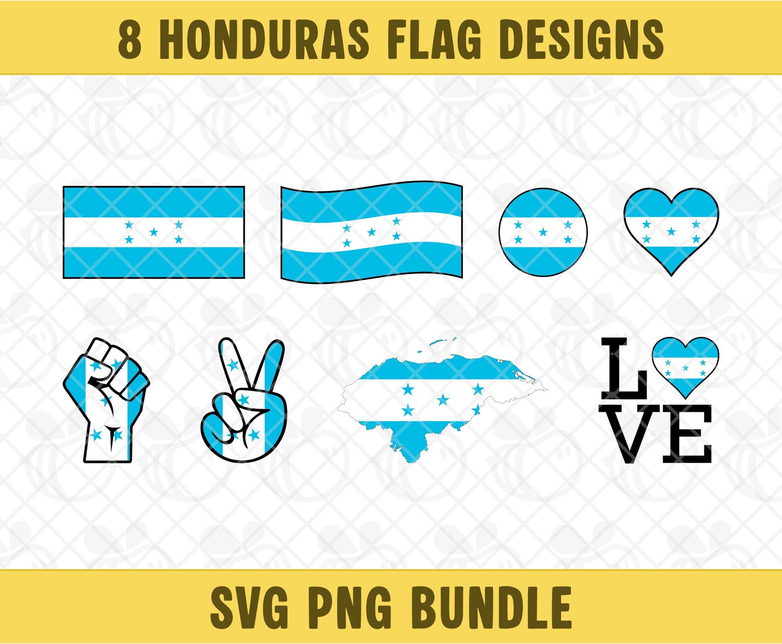 Honduras Flag SVG PNG Bundle, Honduras Flag Clipart, Honduras Map ...