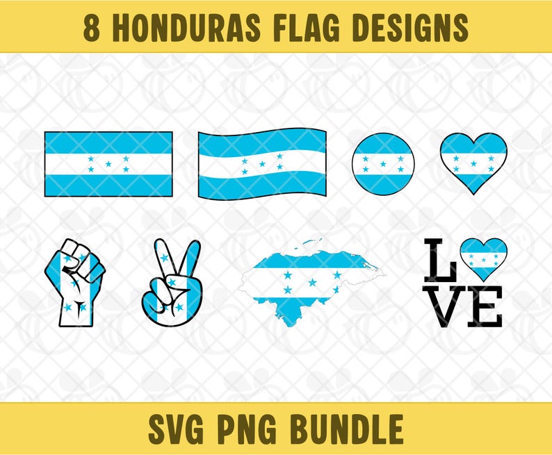 Honduras Flag SVG PNG Bundle, Honduras Flag Clipart, Honduras Map ...