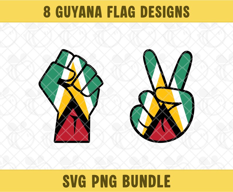Guyana Flag SVG PNG Bundle, Guyana Flag Clipart, Guyana Map Vector ...
