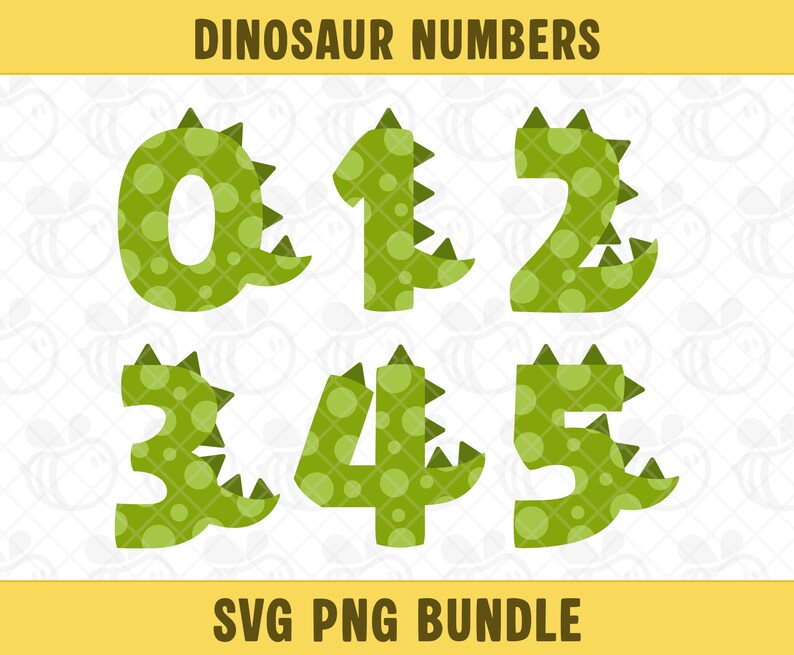 Dinosaur Numbers SVG PNG Bundle: Cut File Clipart (digital Download) - Etsy