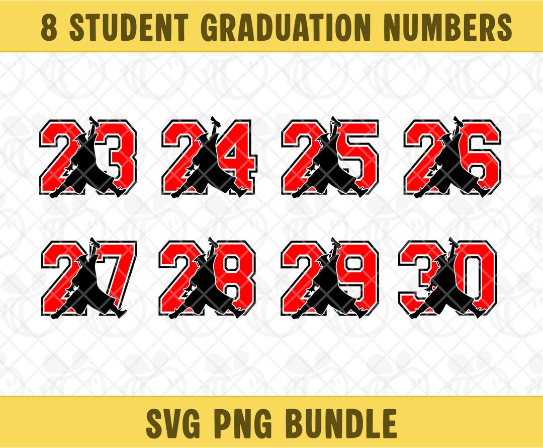 Student Graduation Numbers SVG PNG Bundle, Jumping Senior Student ...