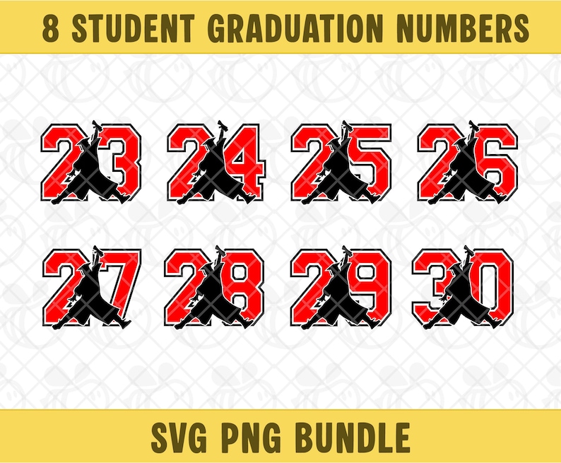 Student Graduation Numbers SVG PNG Bundle, Jumping Senior Student ...