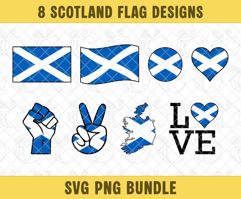 Scotland Flag SVG PNG Bundle, Scotland Flag Clipart, Scotland Map ...