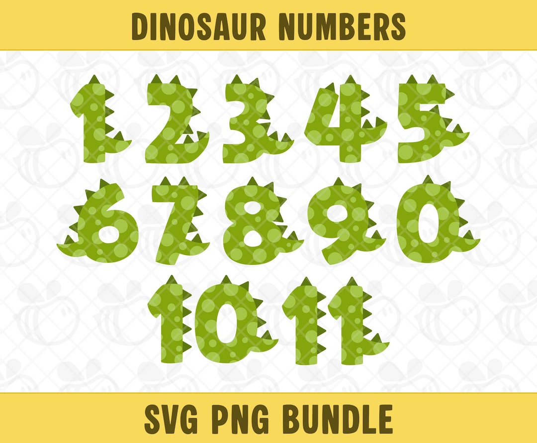 Dinosaur Numbers SVG PNG Bundle: Cut File Clipart (digital Download) - Etsy