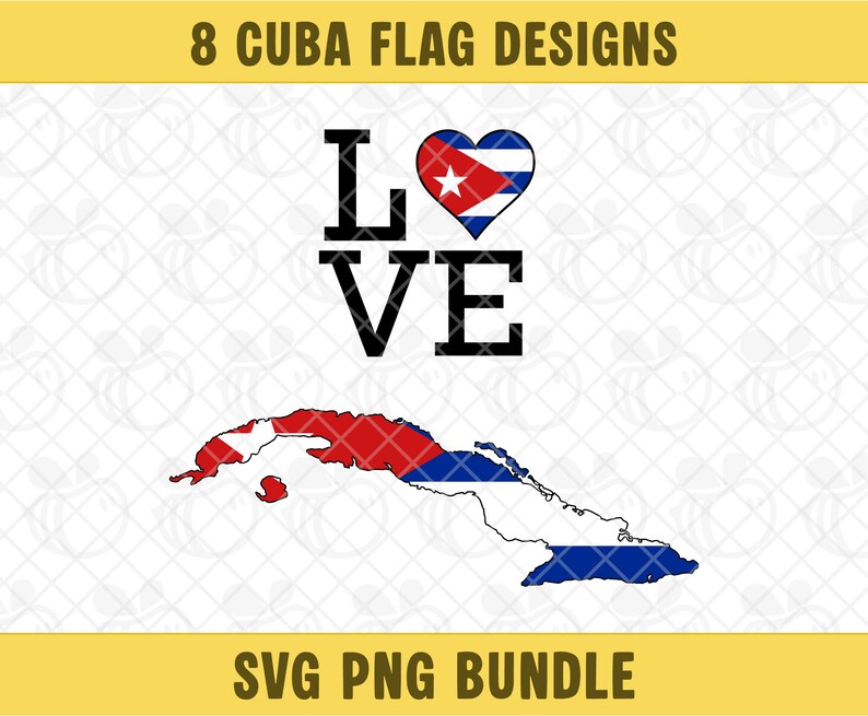 Cuba Flag SVG PNG Bundle, Cuba Flag Clipart, Cuba Map Vector, Cuba Love ...