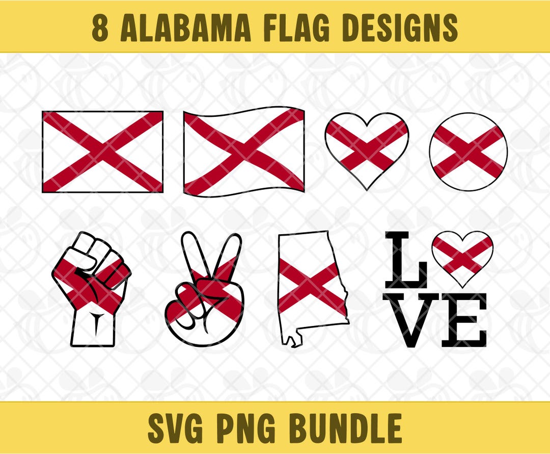 Alabama Flag SVG PNG Bundle, Alabama Flag Clipart, Alabama Map Vector ...
