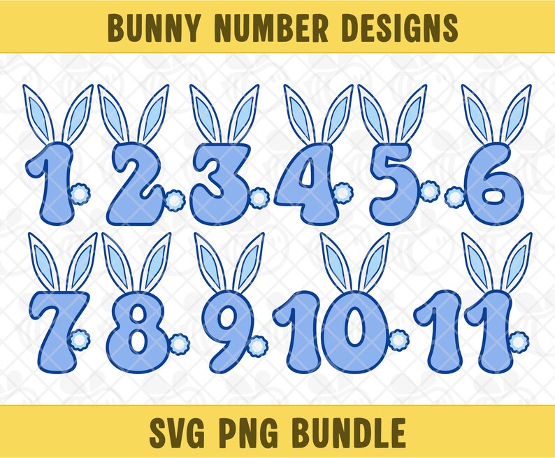 Birthday Bunny Numbers SVG PNG Bundle: Rabbit Numbers Clipart, Numbers ...