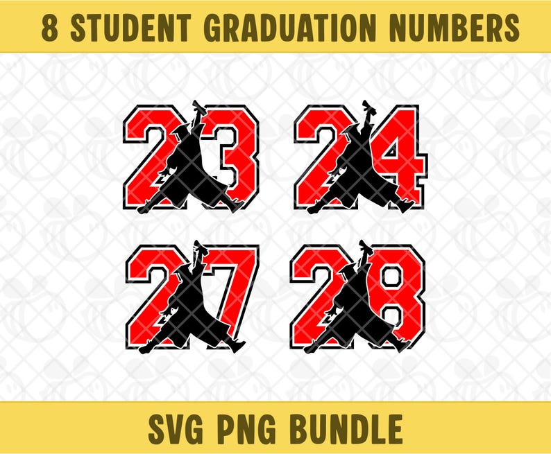 Student Graduation Numbers SVG PNG Bundle, Jumping Senior Student ...