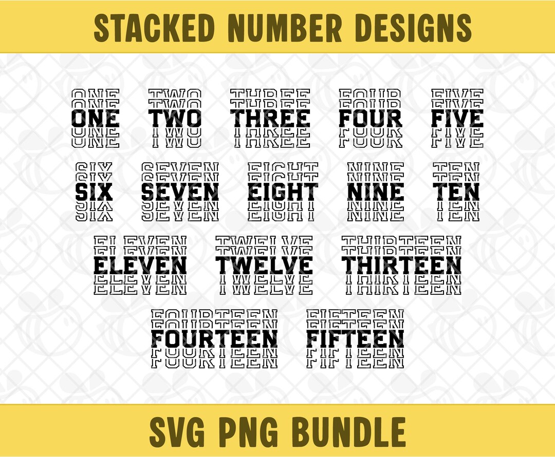 Stacked Numbers SVG PNG Bundle, College Varsity Clipart, Numbers Vector ...
