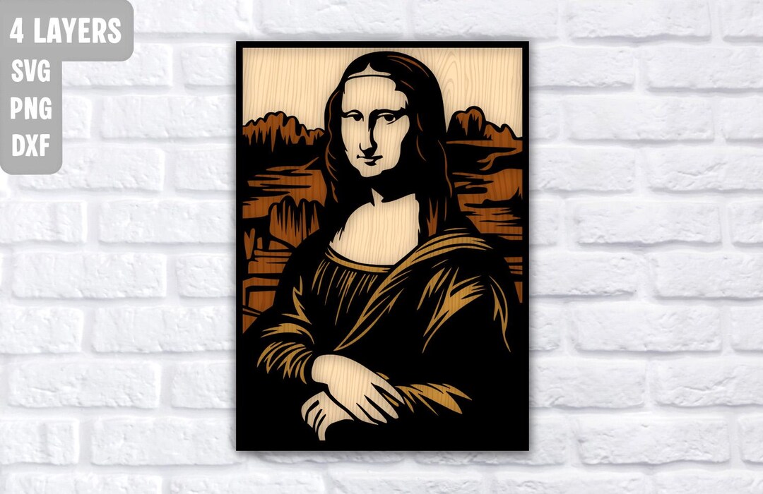 Mona Lisa Painting Multilayer Svg Png Dxf, Leonardo Da Vinci Layered ...