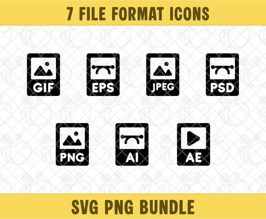 7 File Format Icons SVG PNG Bundle, Digital File Types Vector, Screen ...