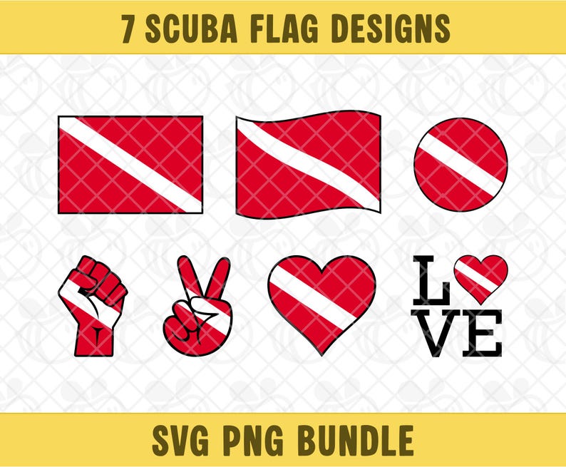 Scuba Flag SVG PNG Bundle, Dive Flag Clipart, Diver Down Flag Print ...