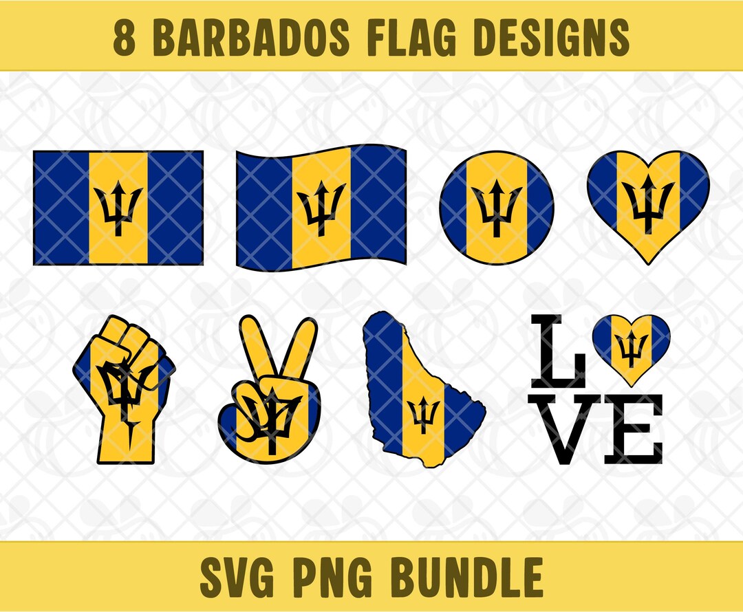 Barbados Flag SVG PNG Bundle, Barbados Flag Clipart, Barbados Map ...