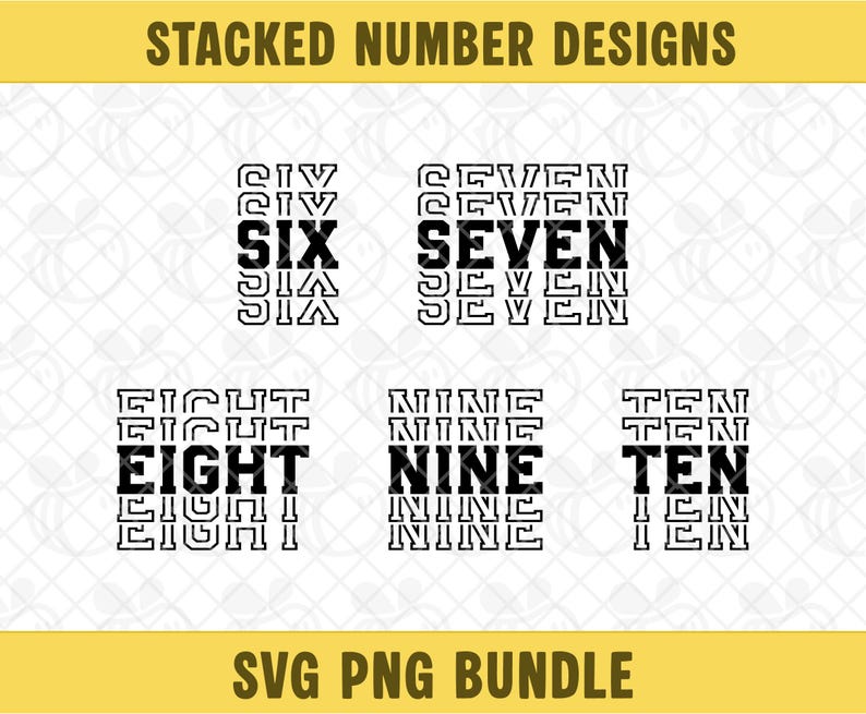 Stacked Numbers SVG PNG Bundle, College Varsity Clipart, Numbers Vector ...