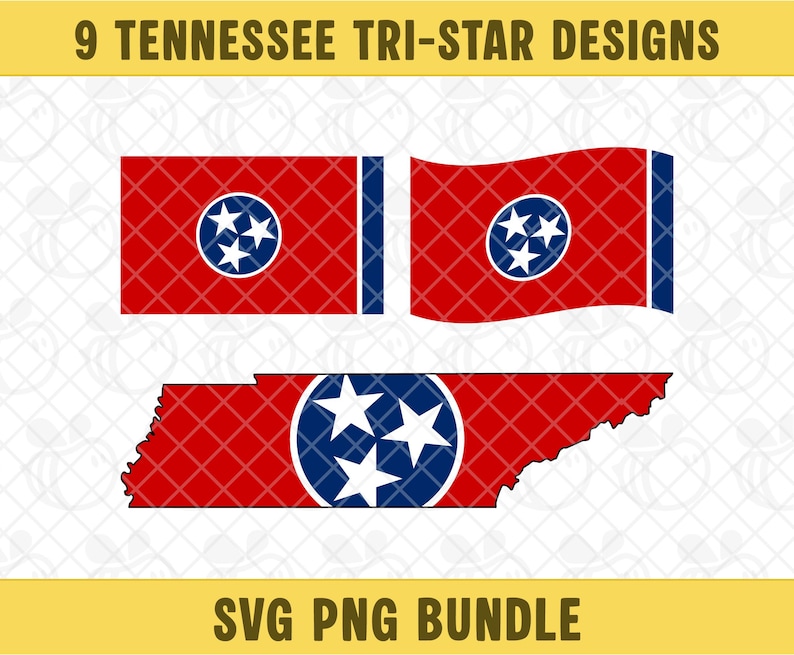 Tennessee Tri-star Flag SVG PNG Bundle: State Clipart (digital Download ...