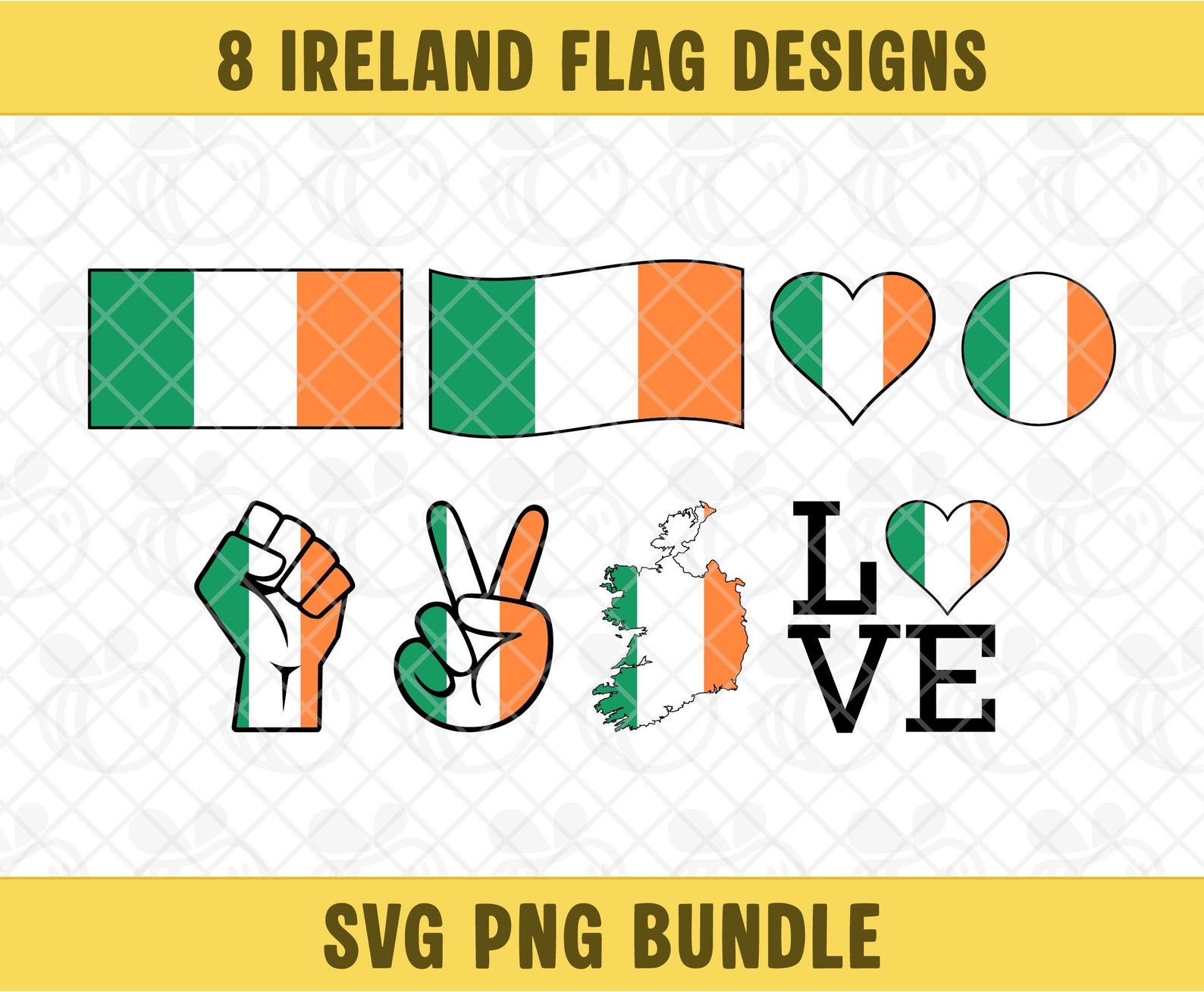 Ireland Flag SVG PNG Bundle, Ireland Flag Clipart, Ireland Map Vector ...