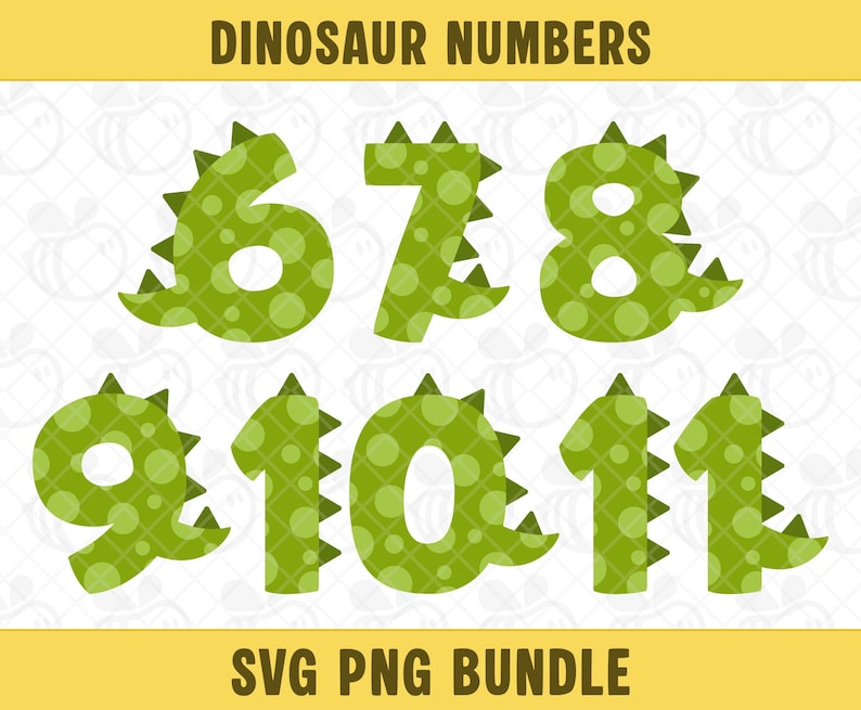 Dinosaur Numbers SVG PNG Bundle: Cut File Clipart (digital Download) - Etsy