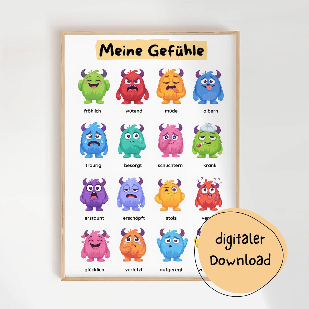 Feelings Monster Poster for Children – Learning About Emotions With ...