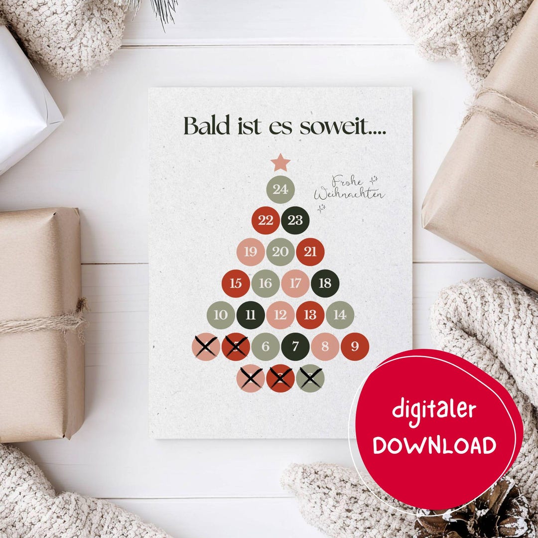 Christmas Countdown Poster to Check off | Advent Calendar as PDF ...