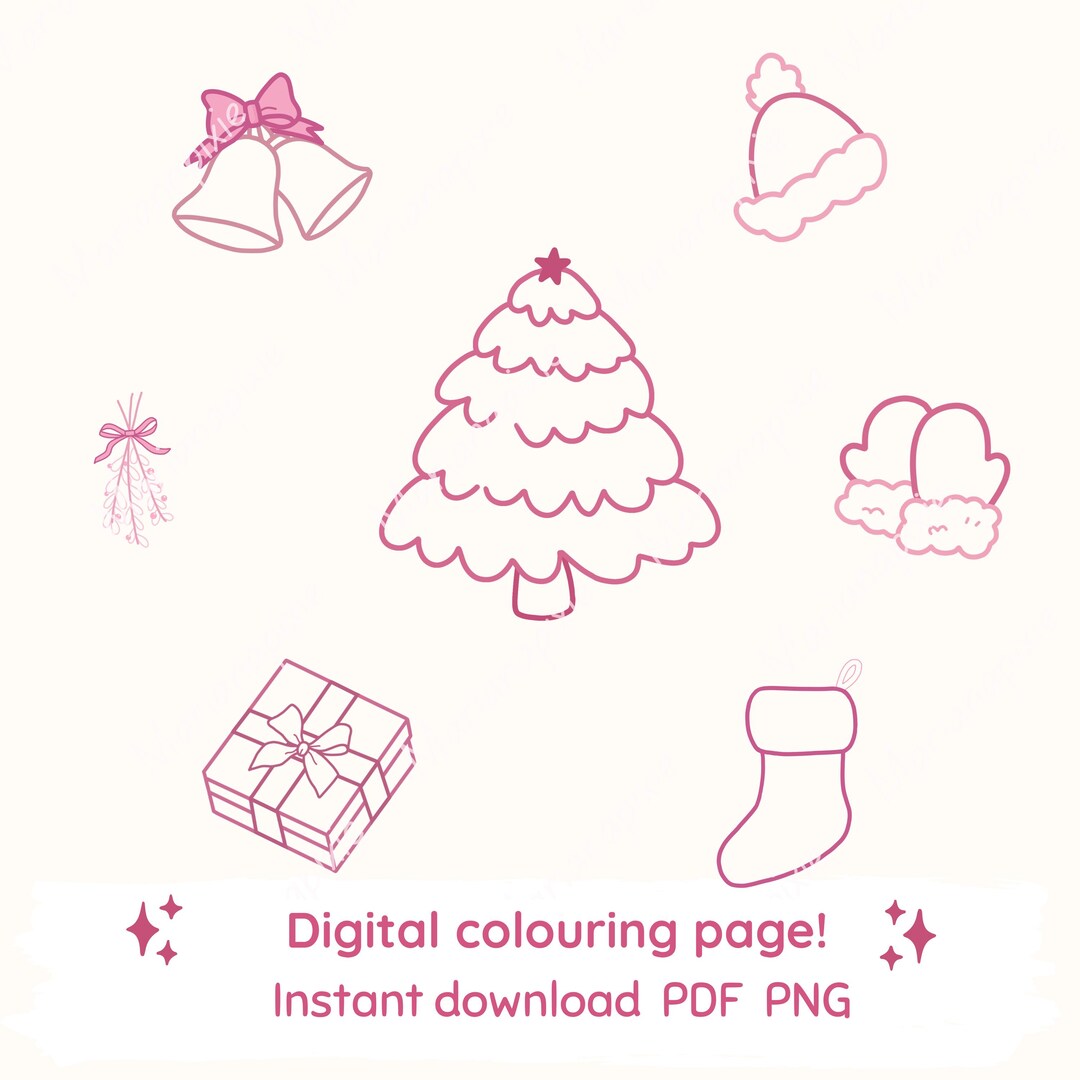 Digital Coloring Page, Kids Holiday Printable, Stress Relief Pages ...
