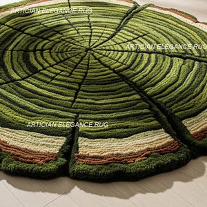 Forest Tree Ring Hand-tufted Rug | Round Forest-inspired Tufted Rug ...
