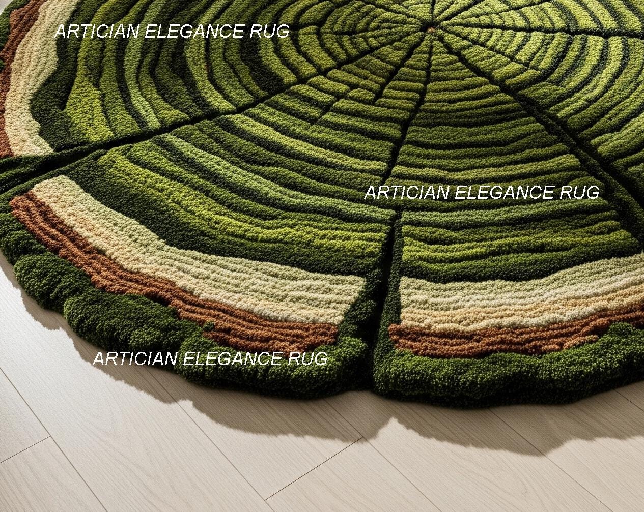Forest Tree Ring Hand-tufted Rug | Round Forest-inspired Tufted Rug ...
